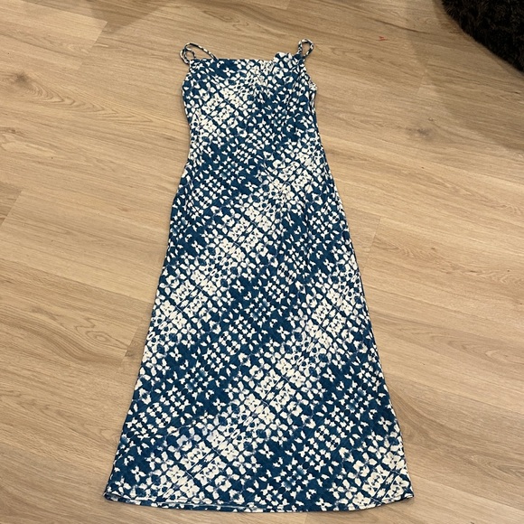 Zara | Dresses | Zara Navy And White Checkered Midi Dress | Poshmark